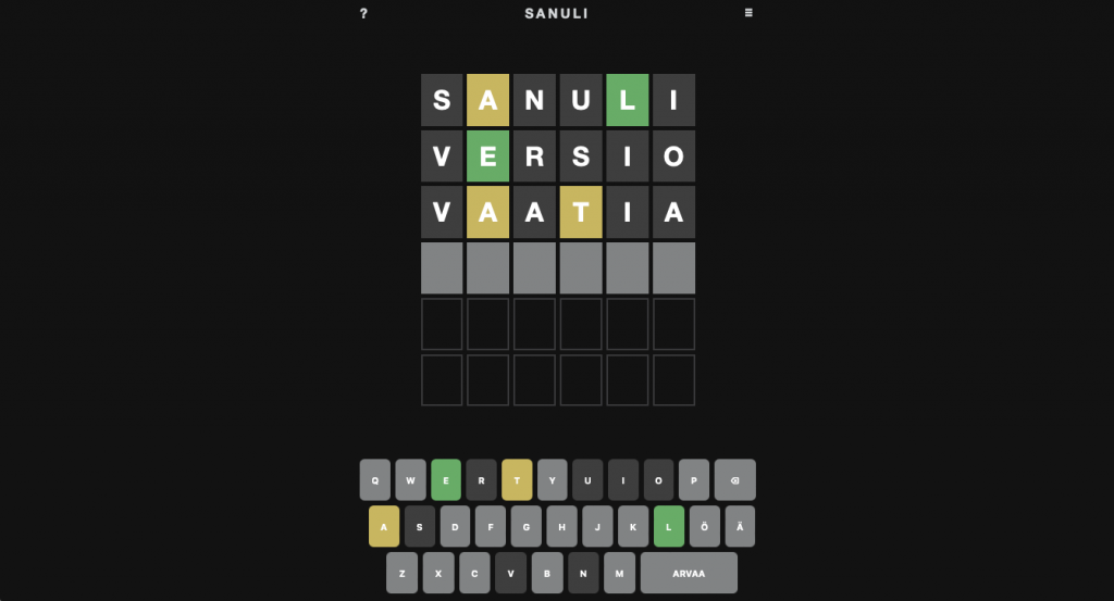 Wordlen suomenkielinen versio Sanuli koukuttaa nopeasti - Nopeat ...